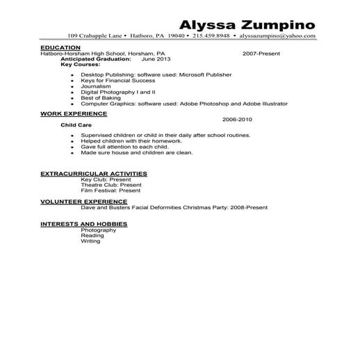 Resume sample emily wernndocx | DOCX
