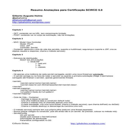 Resumo Anotacoes Certificacao SCWCD 5 | PDF