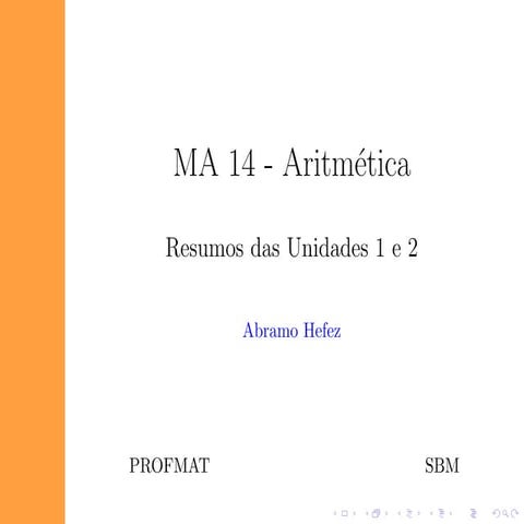 Resumo MA14 - Aritmética - Unidades 1 e 2 | PDF