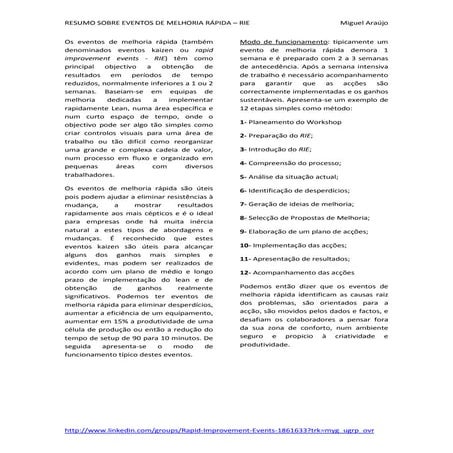 RIE - Eventos Kaizen | PDF