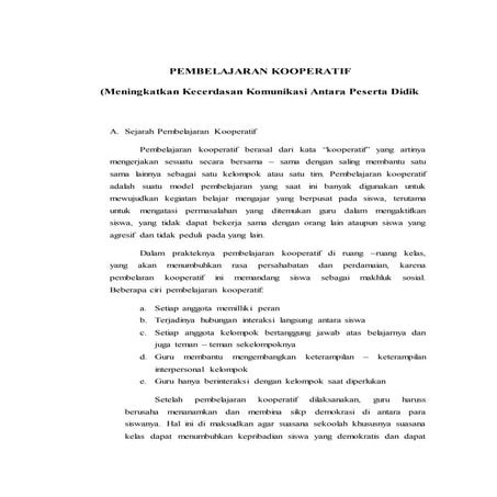 Model pembelajaran kooperatif | PPTX
