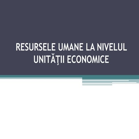 Resursele umane la nivelul unitatii economice | PPTX