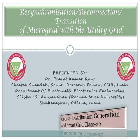 Resynchronisation Or Reconnection Or Transition Of Microgrid With The Utility Grid Class 20