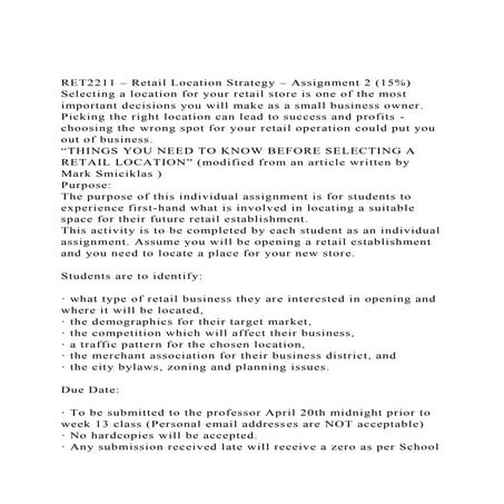 RET2211 – Retail Location Strategy – Assignment 2 (15)Selecti.docx