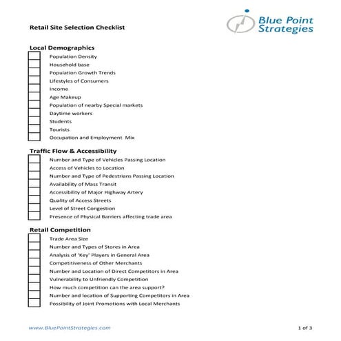 Retail site-selection-checklist | PDF