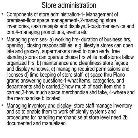 Retail store administration | PPT