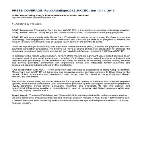 ASAP TP Press Coverage | PDF