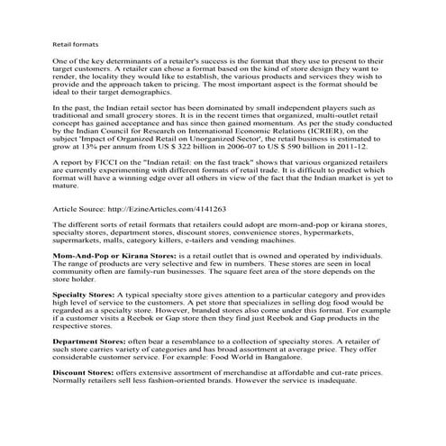 Retail formats | DOCX