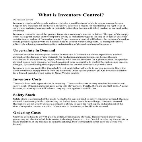 Retail invontry | ODT