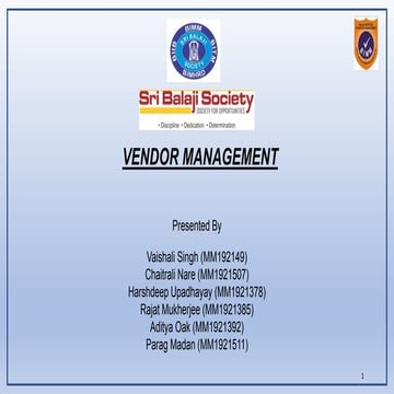 Vendor Management - An Overview (Project PPT) | PPTX