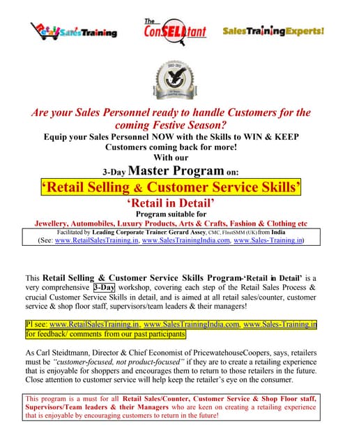 Retail Sales Training 3 Days | PDF
