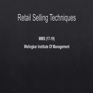 Retail selling techniques | PPTX