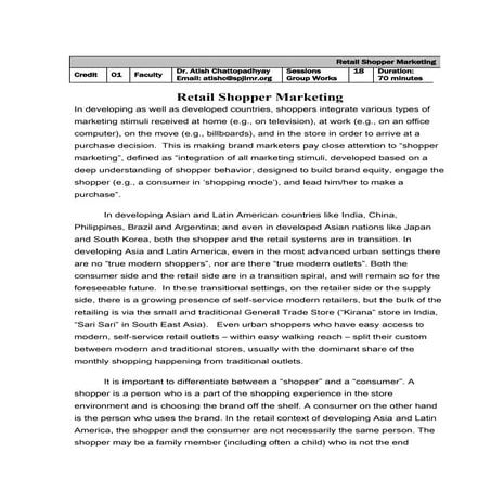 Retail shopper marketing - Course Outline | DOCX | Retail Industry ...