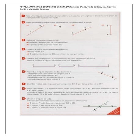 Retas, semirretas e segmentos de reta | DOCX
