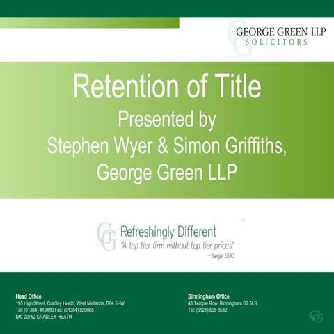 Retention of Title | PPT