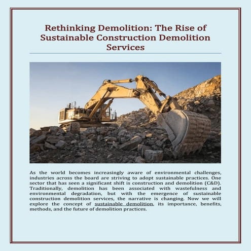 Rethinking Demolition - The Rise of Sustainable Construction Demolition ...