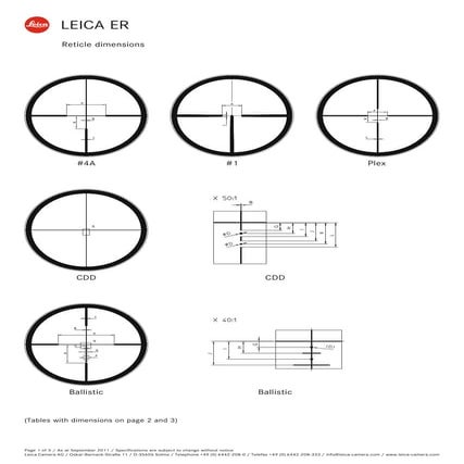 Reticles Subtensions LEICA ER | Optics Trade | PDF