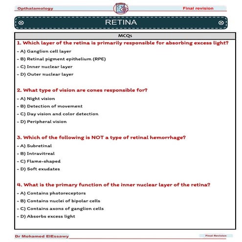 RETINA FINAL ophthalmology for medical student | PDF