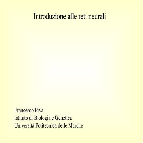 Reti neurali | PPT