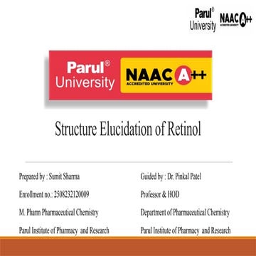 Structural Elucidation of Retinol i.e. Vitamin A | PPTX
