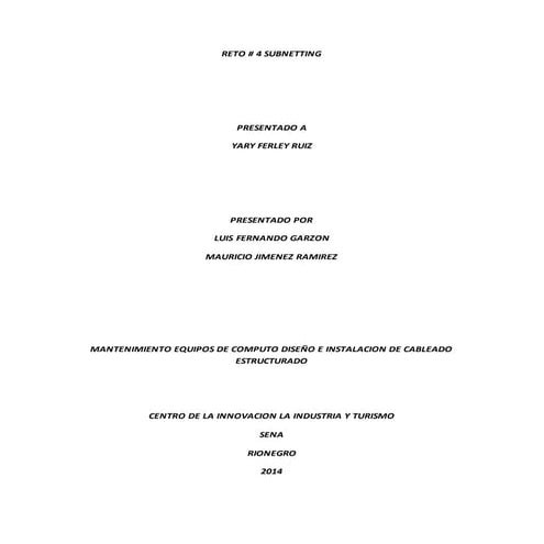 Reto 4 Subnetting Pdf