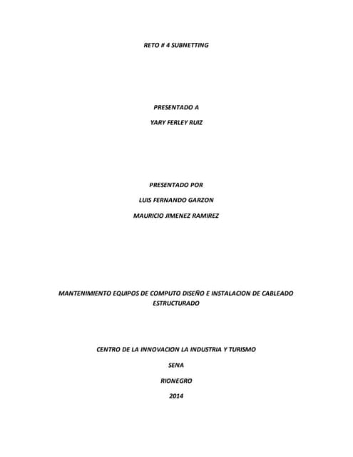 Reto 4 Subnetting Pdf