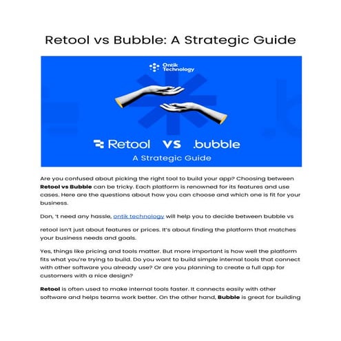 Retool vs Bubble: A Strategic Guide to Select Best Tool | PDF