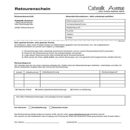 Retourenschein | PDF