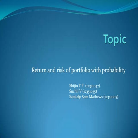 Return and risk of portfolio with probability | PPTX