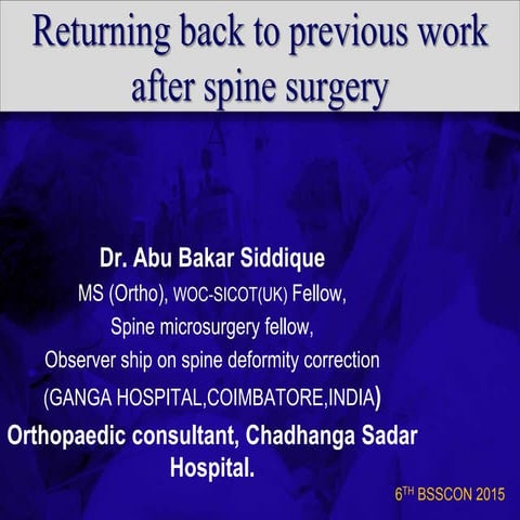 Returning back to previous work after spine surgery | PPT