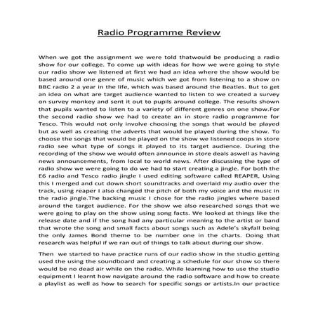 Radio programme review | DOCX