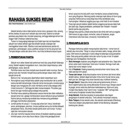 Tips Sukses Acara Reuni | PDF
