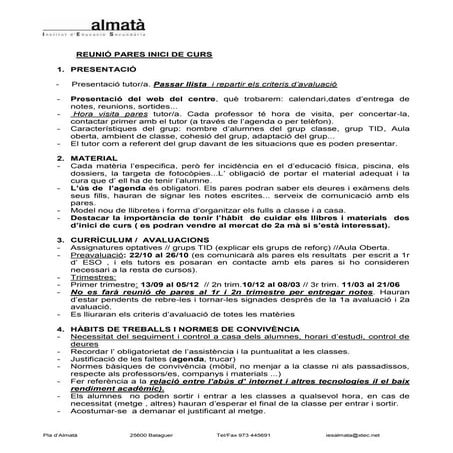 Reunió pares inici de curs | DOC
