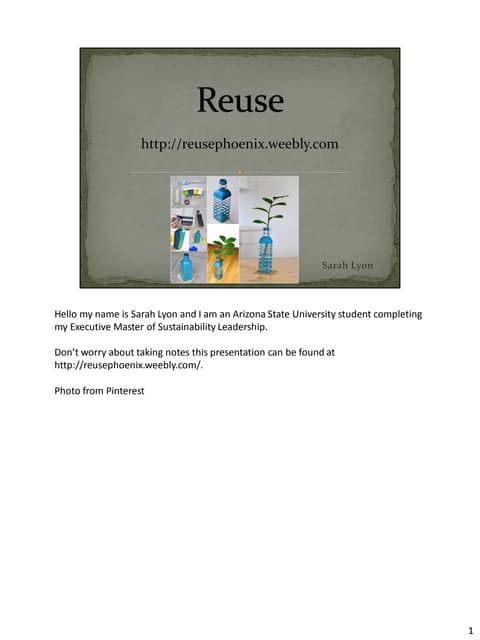 Crafting with Recycled Materials: Teaching Sustainability and Creativity | PPTX