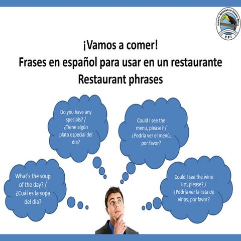 Frases en español para usar en un restaurante (Restaurant phrases) | PPTX