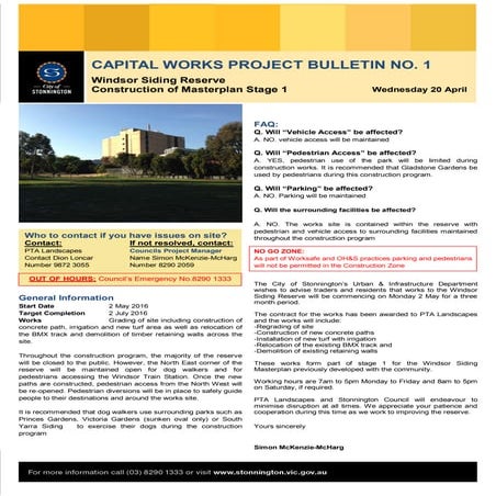 Capital Works Project Bulletin: Windsor Siding | PDF