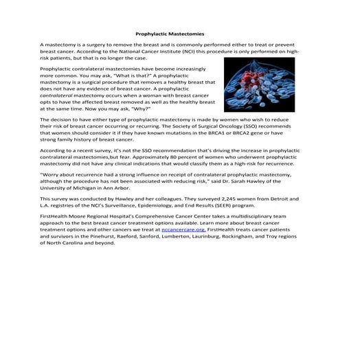 Prophylactic Mastectomies | DOCX