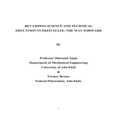 Revamping Science and Technical Education in Ekiti State: The Way ...