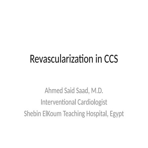 Revascularization in CCS according to 2018 ESC revascularization ...