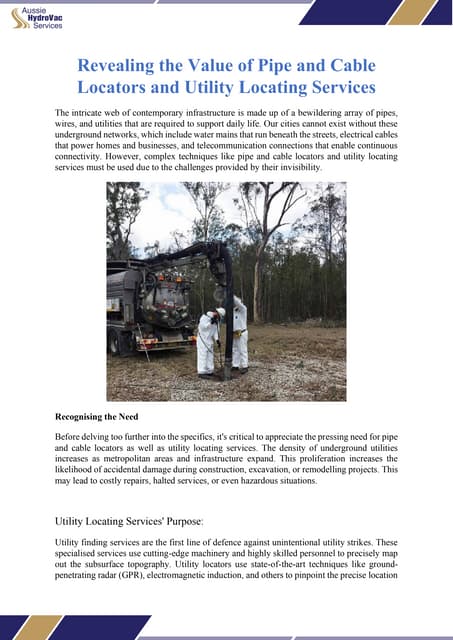Methods Used During Utility Locating Services | PDF