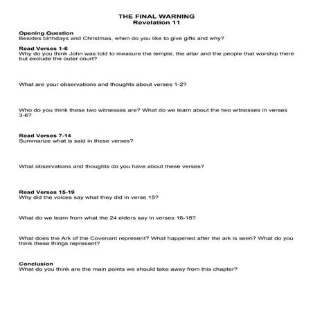 Revelation 11 Questions | DOC