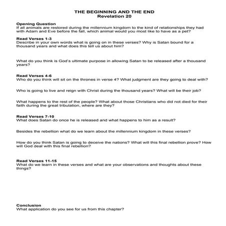 Revelation 20 Questions | DOC