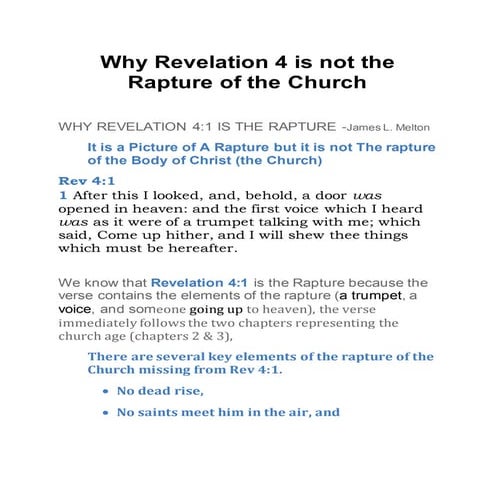 Why Revelation 4 is not the rapture of the church | DOCX