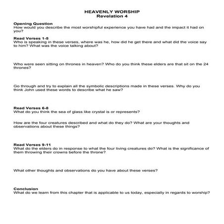 Revelation 4 Questions | DOC