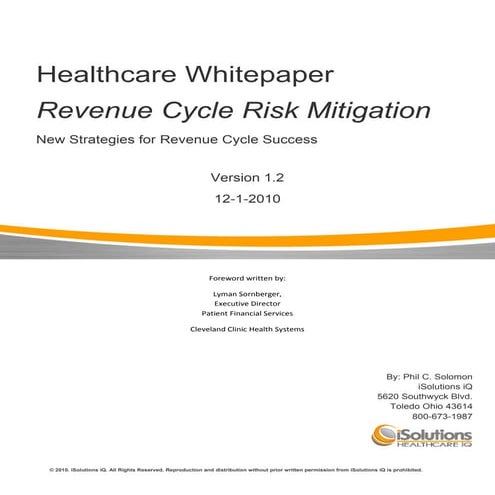 Revenue Cycle Risk Mitigation White Paper December 1 2010 Ver 1 2 | PDF