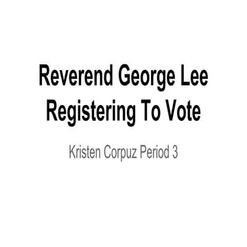Reverend George Lee | PDF
