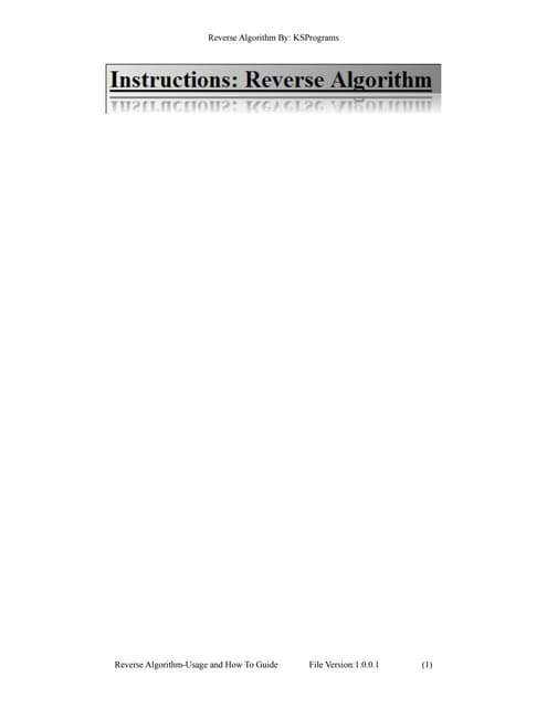 Reverse Algorithm Howtoguide Pdf