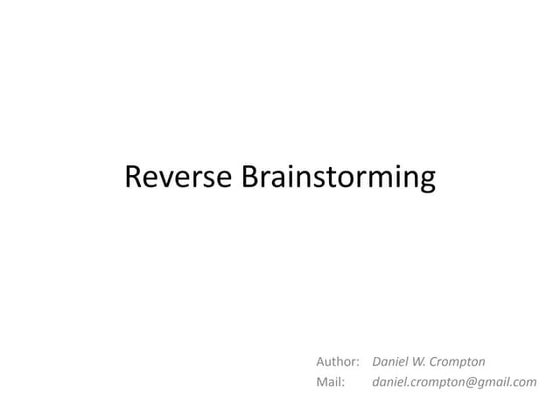 Reverse Brainstorm Ppt