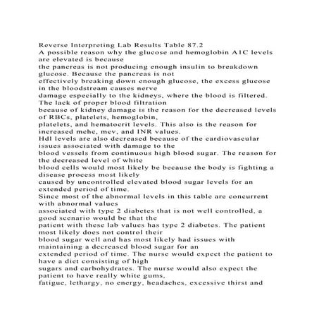Reverse Interpreting Lab Results Table 87.2A possible reason why.docx