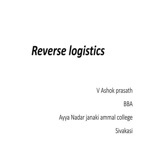 Reverse logistics | PPTX
